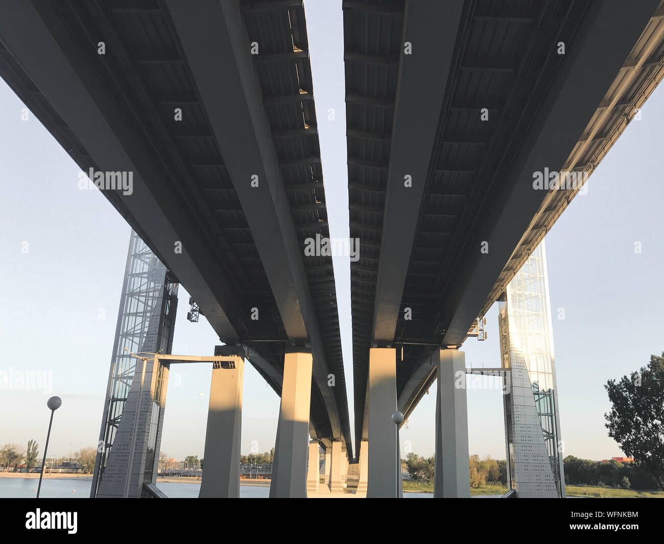 Big beton bridge in Rostov am Don city. Bottom view Stock Photo - Alamy