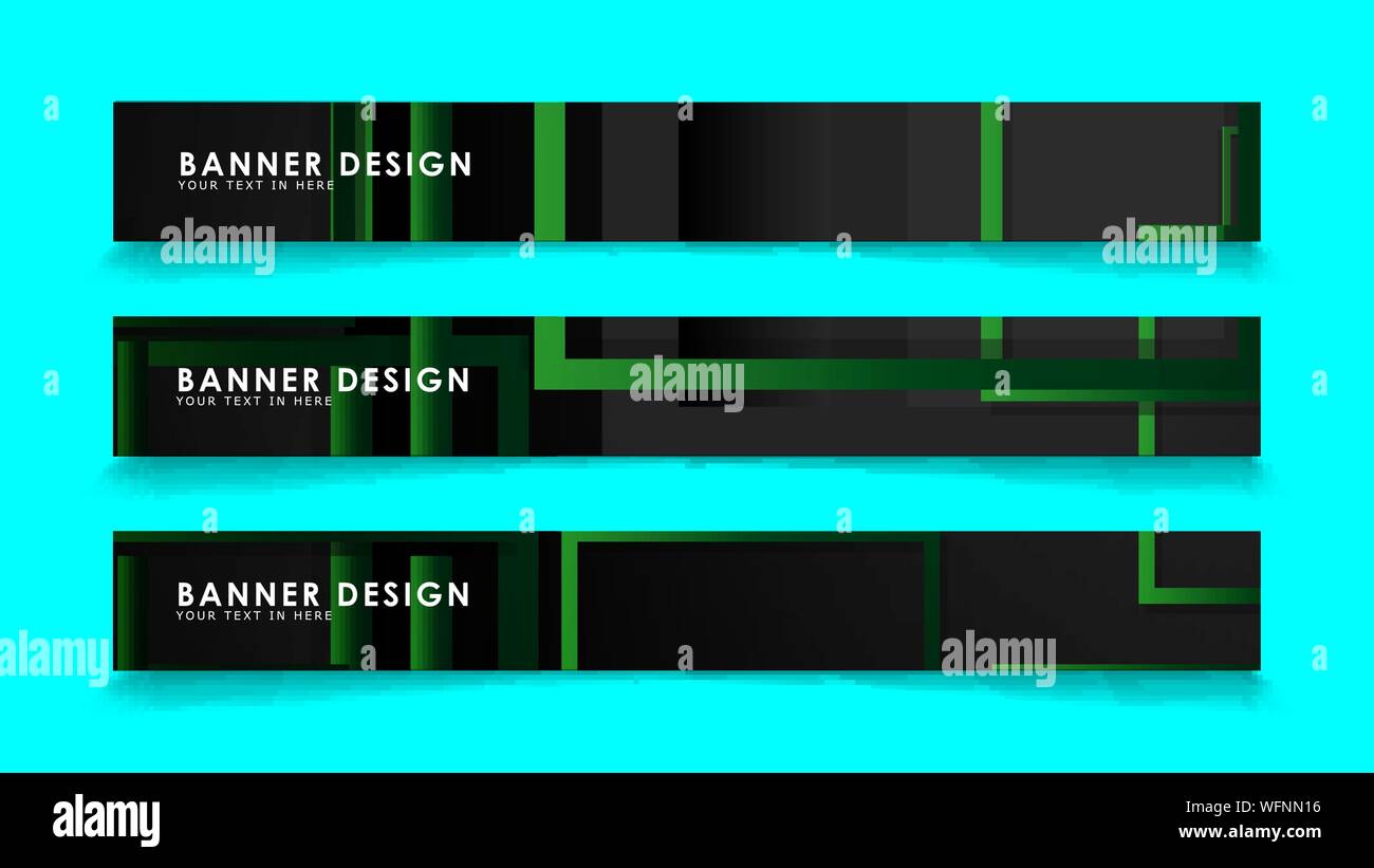 Abstract geometric and rectangular pattern banners with green gradients ...