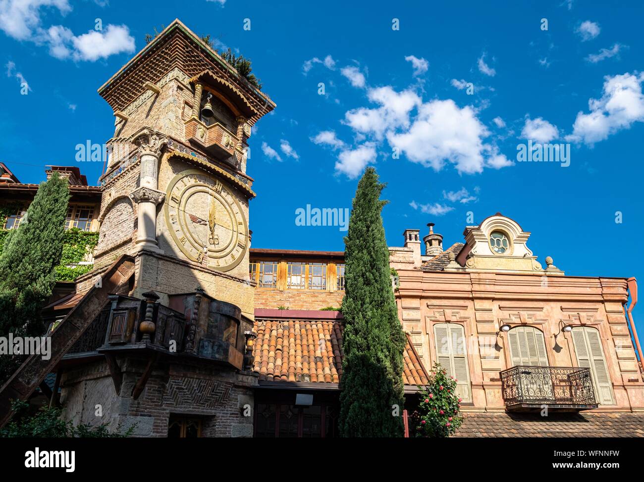Georgia, Tbilisi, Old Tbilisi or Dzveli Kalaki, the clock tower built i ...
