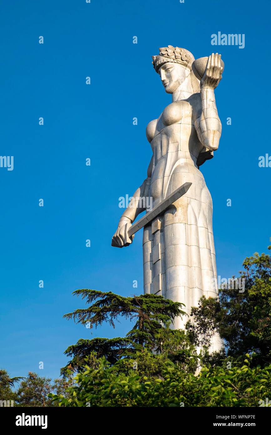 Georgia, Tbilisi, Kartlis Deda monument or Mother of Georgia on the top ...