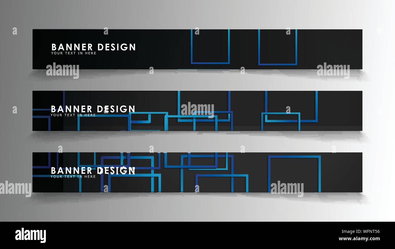Abstract geometric and rectangular pattern banners with blue gradients ...
