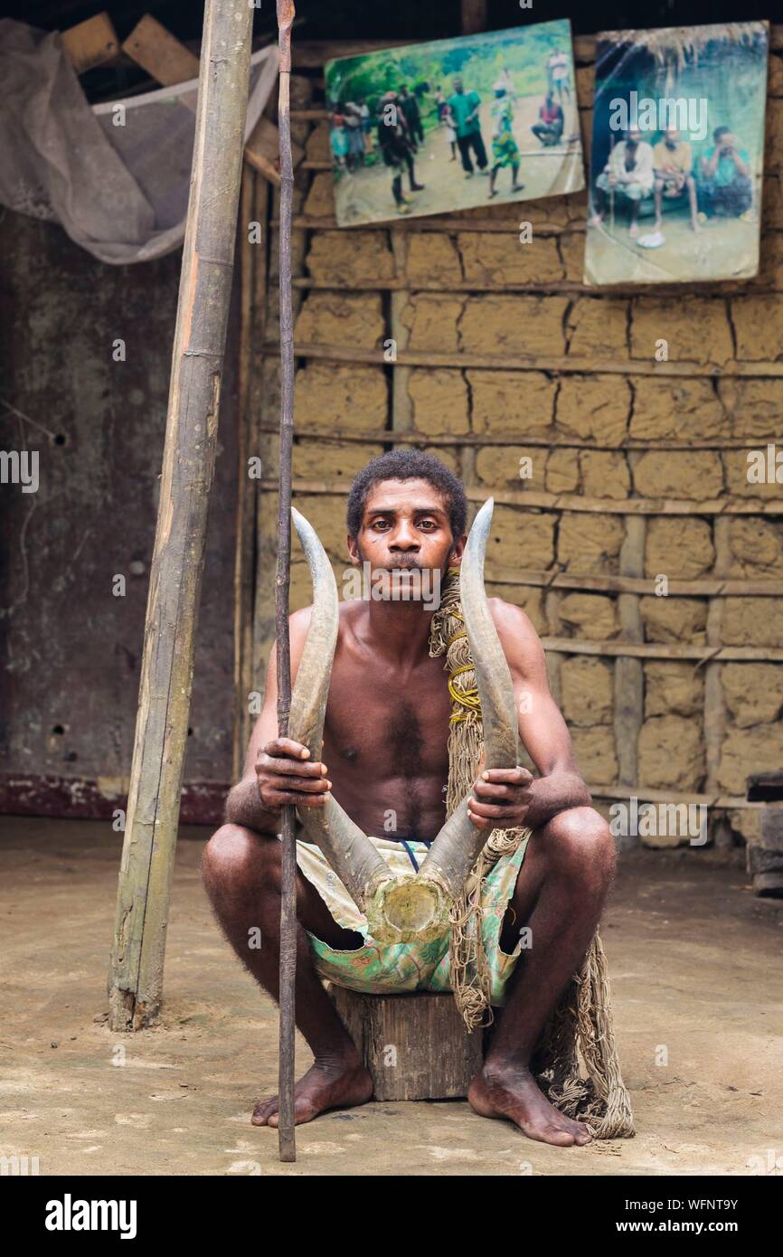 Cameroon, South Region, Ocean Department, Bagyeli village, Pygmy man ...