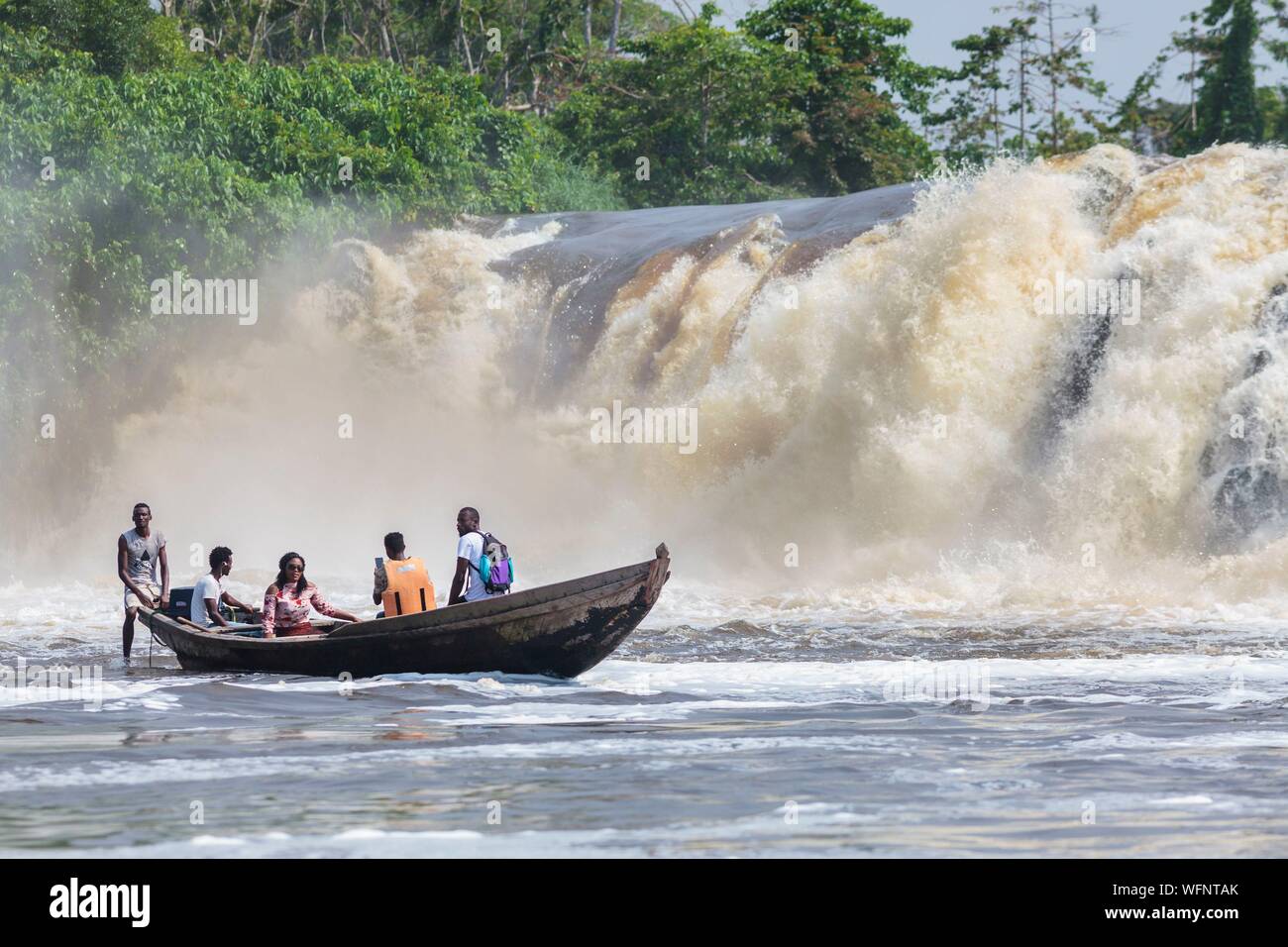 Cameroon, South Region, Ocean Department, Kribi, african tourists in a ...