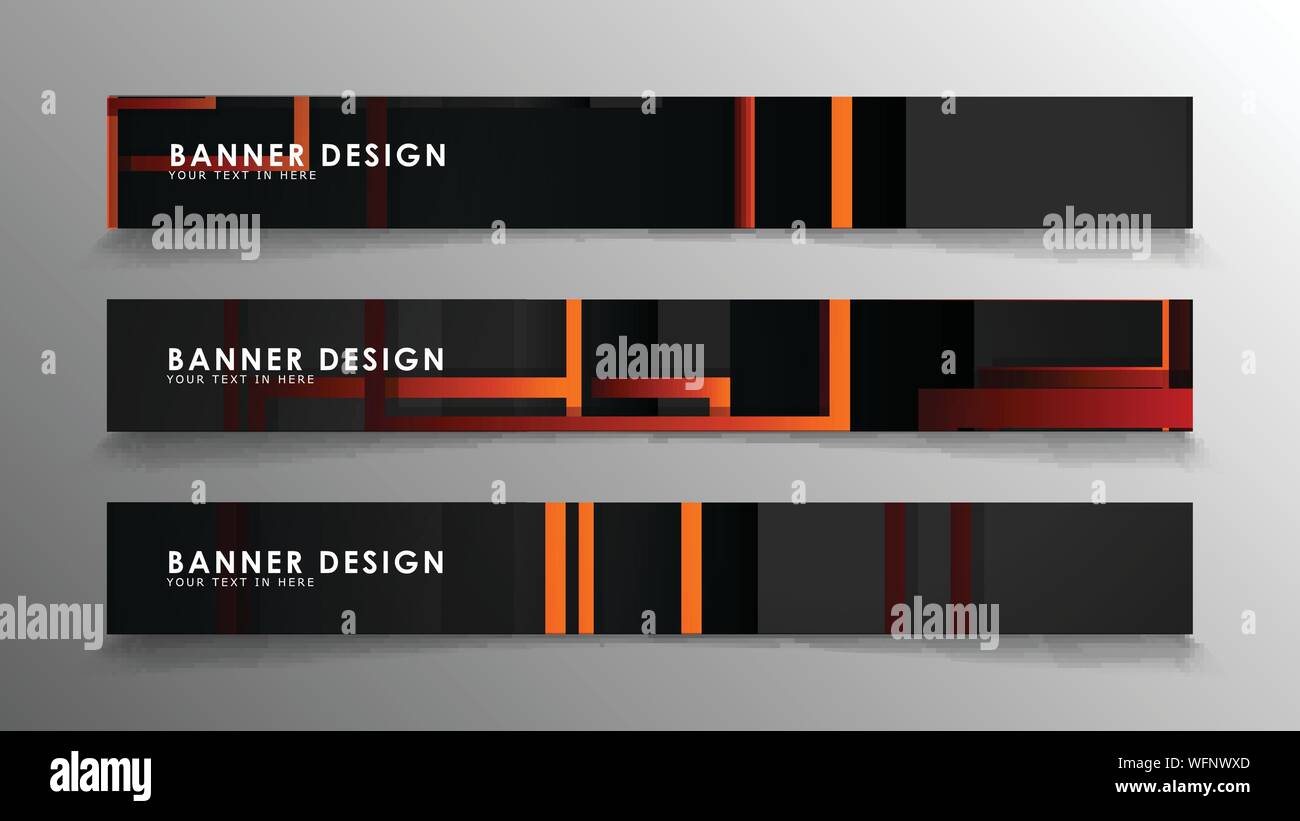 Abstract geometric and rectangular pattern banners with orange ...