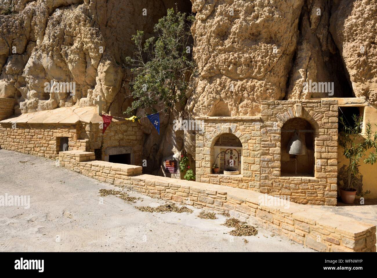 Greece, Crete, Matala, Orthodox church carved into a cave Stock Photo ...