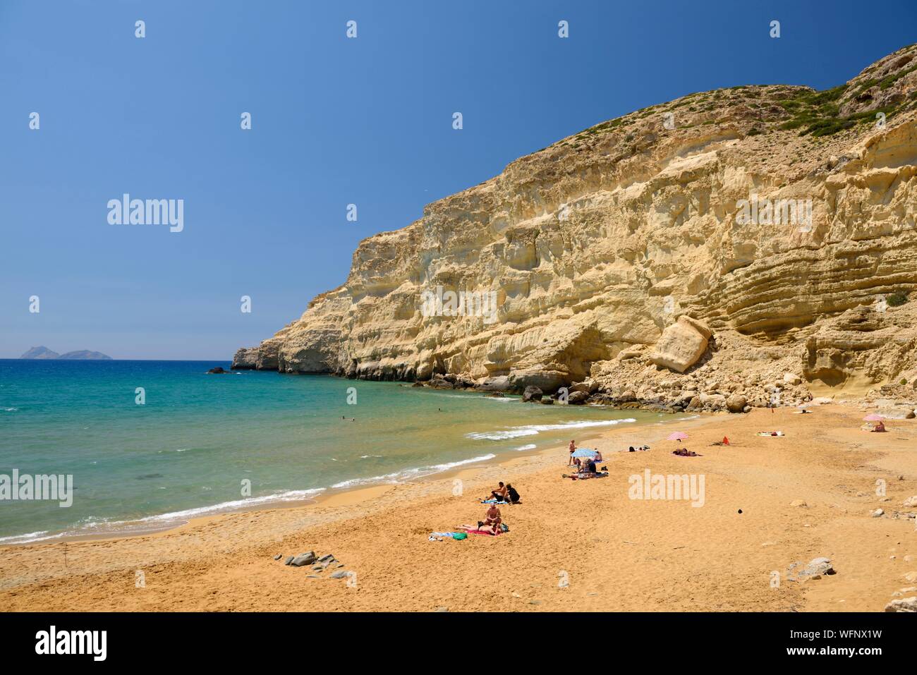 Greece, Crete, Matala, Red Beach beach Stock Photo - Alamy