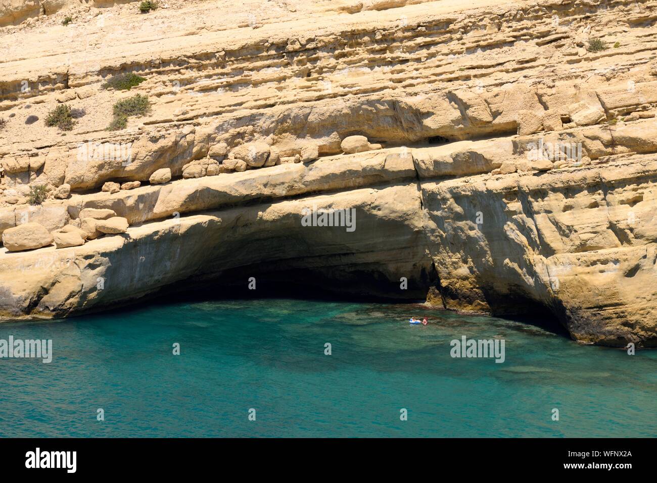 Greece, Crete, Matala, Matala Bay, main cave Stock Photo - Alamy