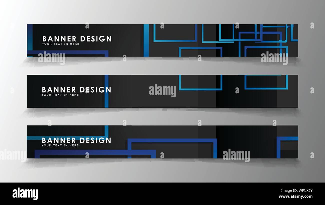 Abstract geometric and rectangular pattern banners with blue gradients ...