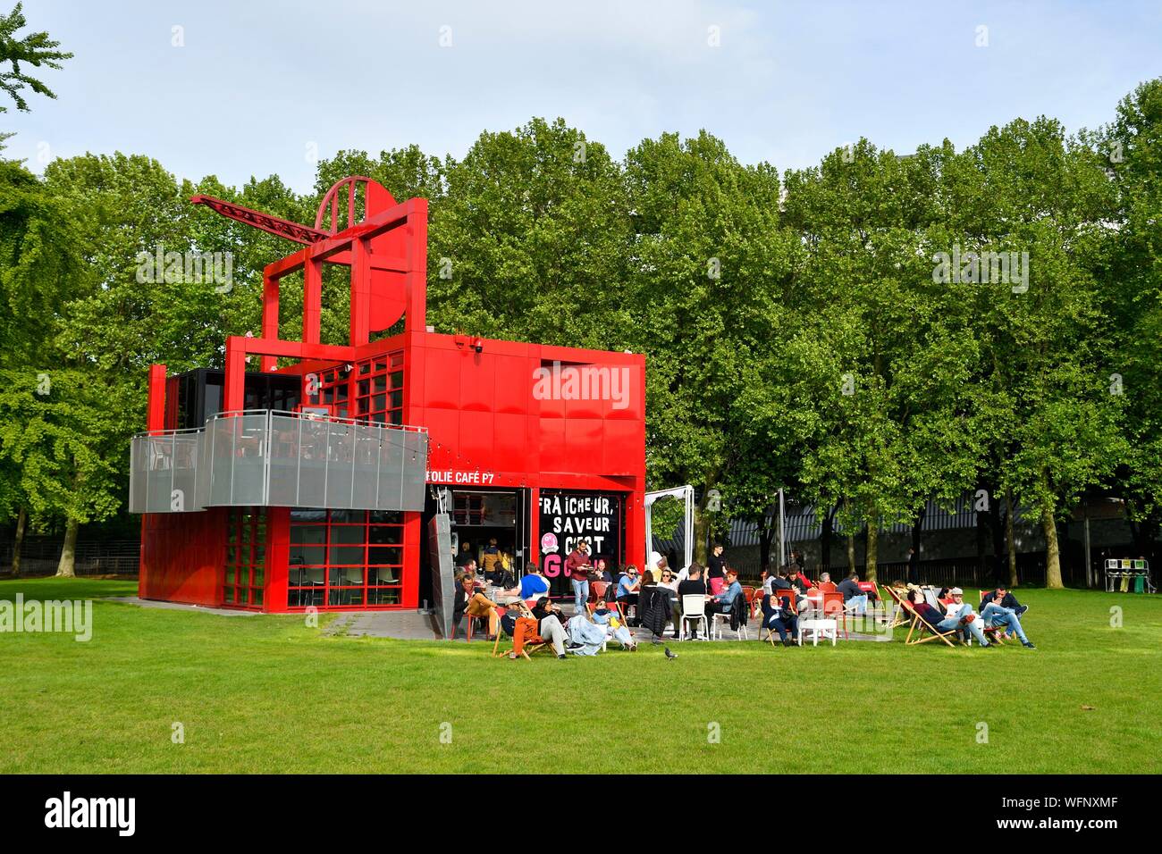 France, Paris, La Villette park, the follies, 26 red buildings that ...