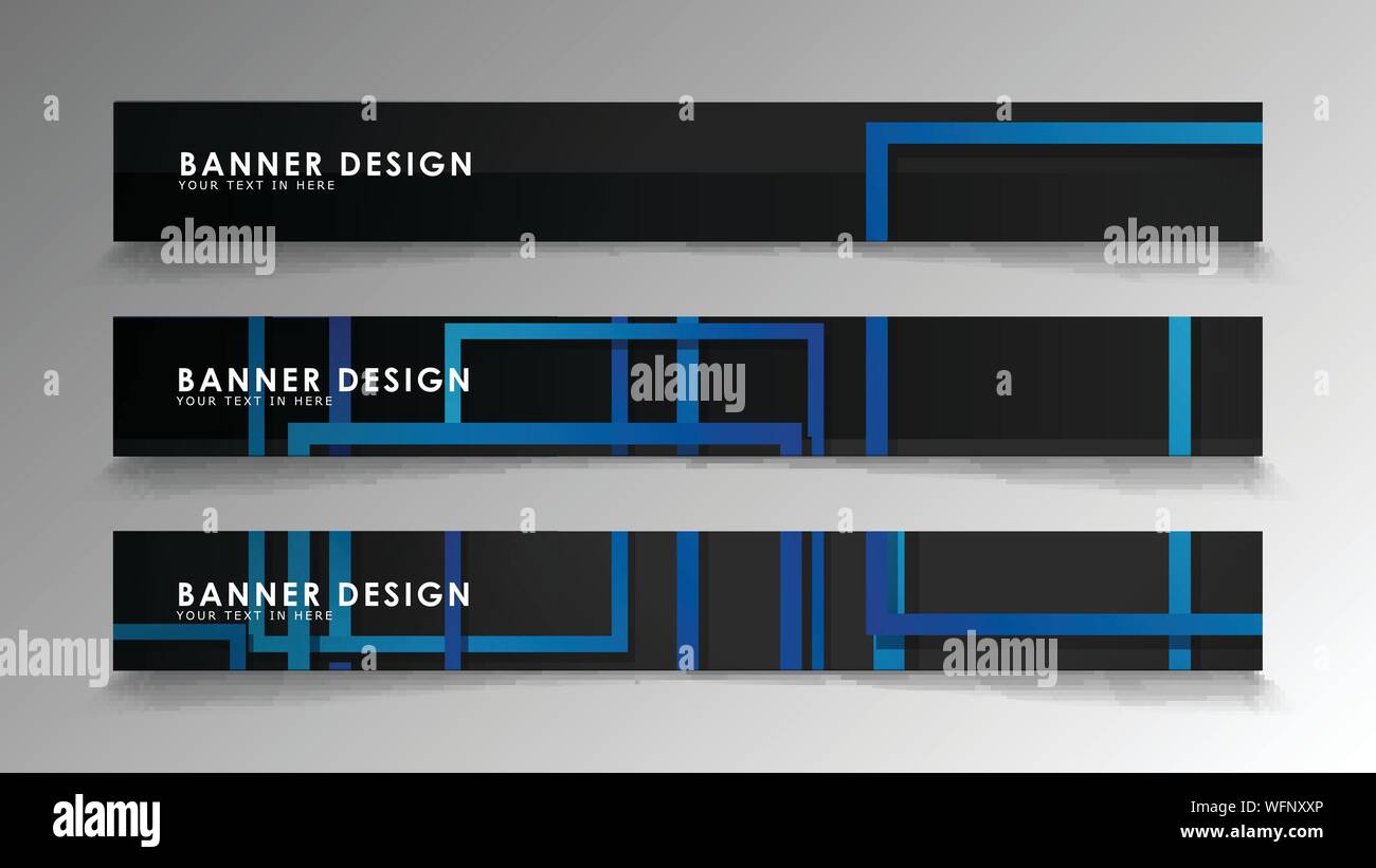 Abstract geometric and rectangular pattern banners with blue gradients ...
