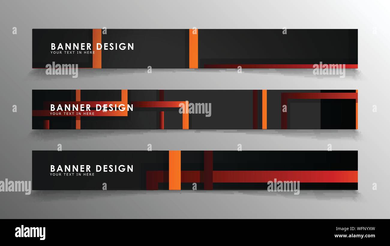 Abstract geometric and rectangular pattern banners with orange ...