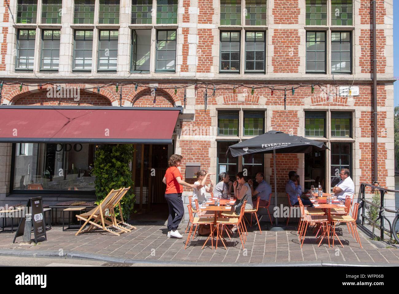 Belgium, East Flanders, Ghent, facades of traditional Flemish houses ...