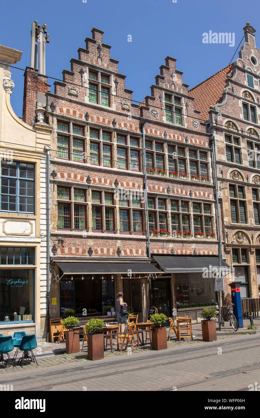 Belgium, East Flanders, Ghent, facades of traditional Flemish houses ...