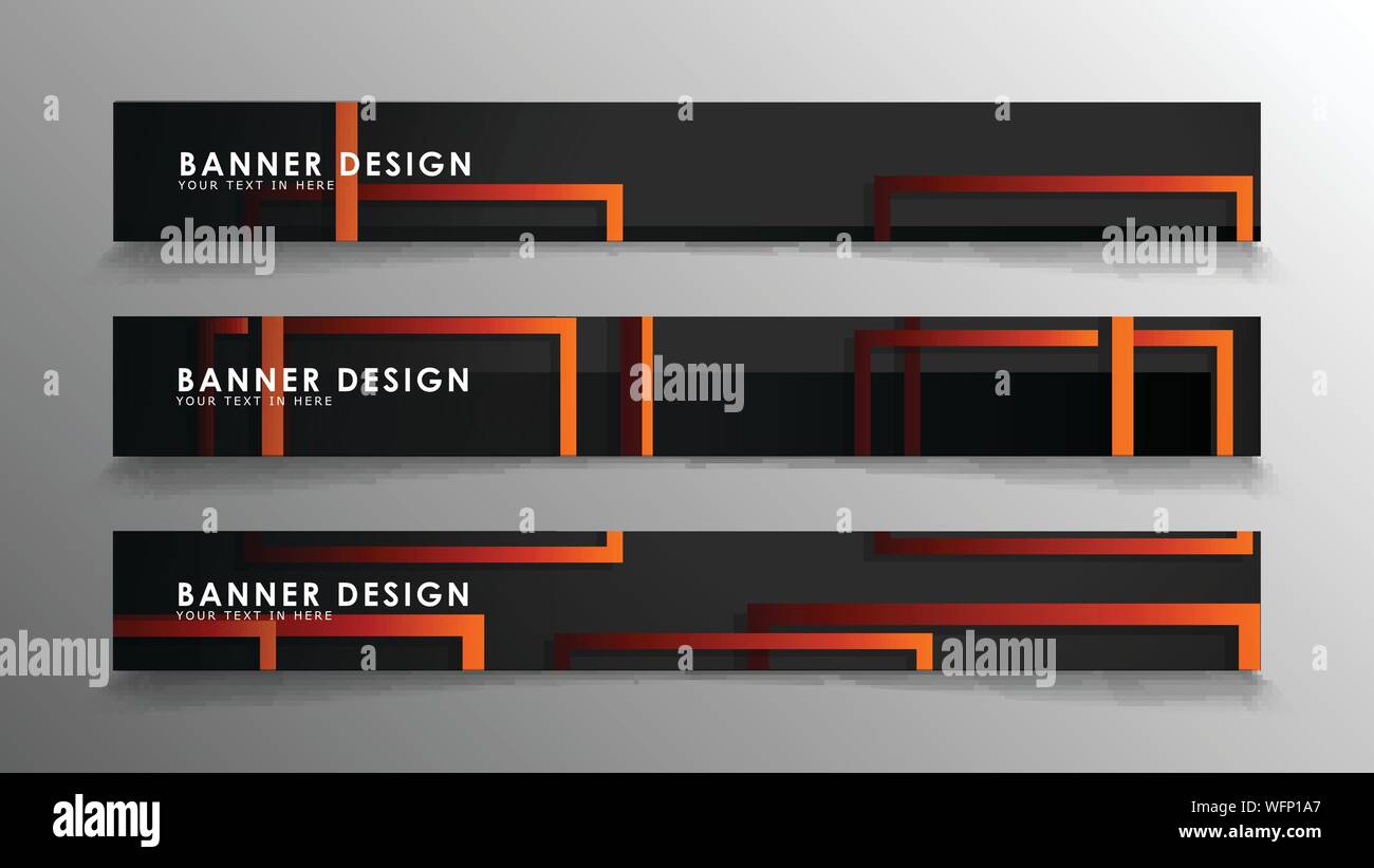 Abstract geometric and rectangular pattern banners with orange ...