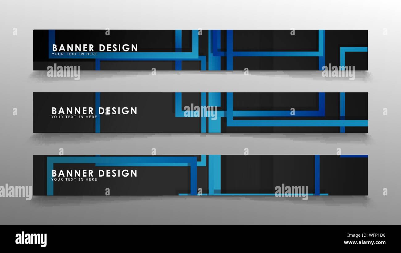 Abstract geometric and rectangular pattern banners with blue gradients ...