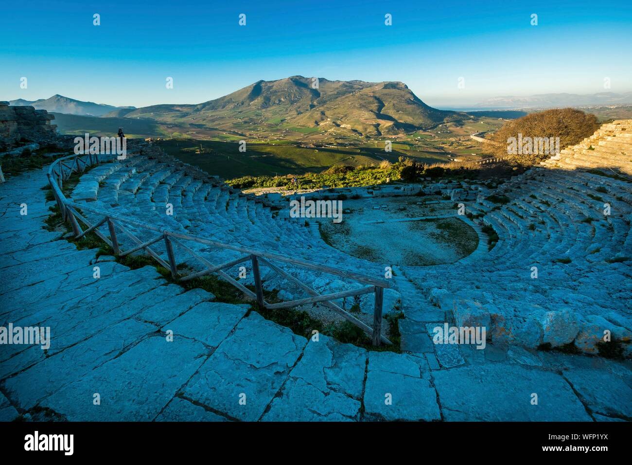 Italy, Sicily, Segeste, greek theater, dating 5th century B.C Stock ...