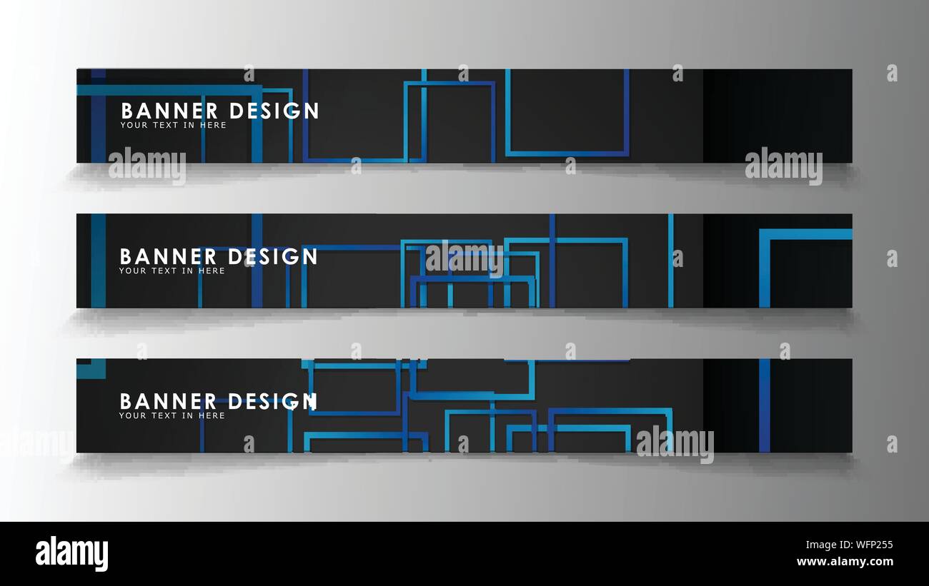 Abstract geometric and rectangular pattern banners with blue gradients ...