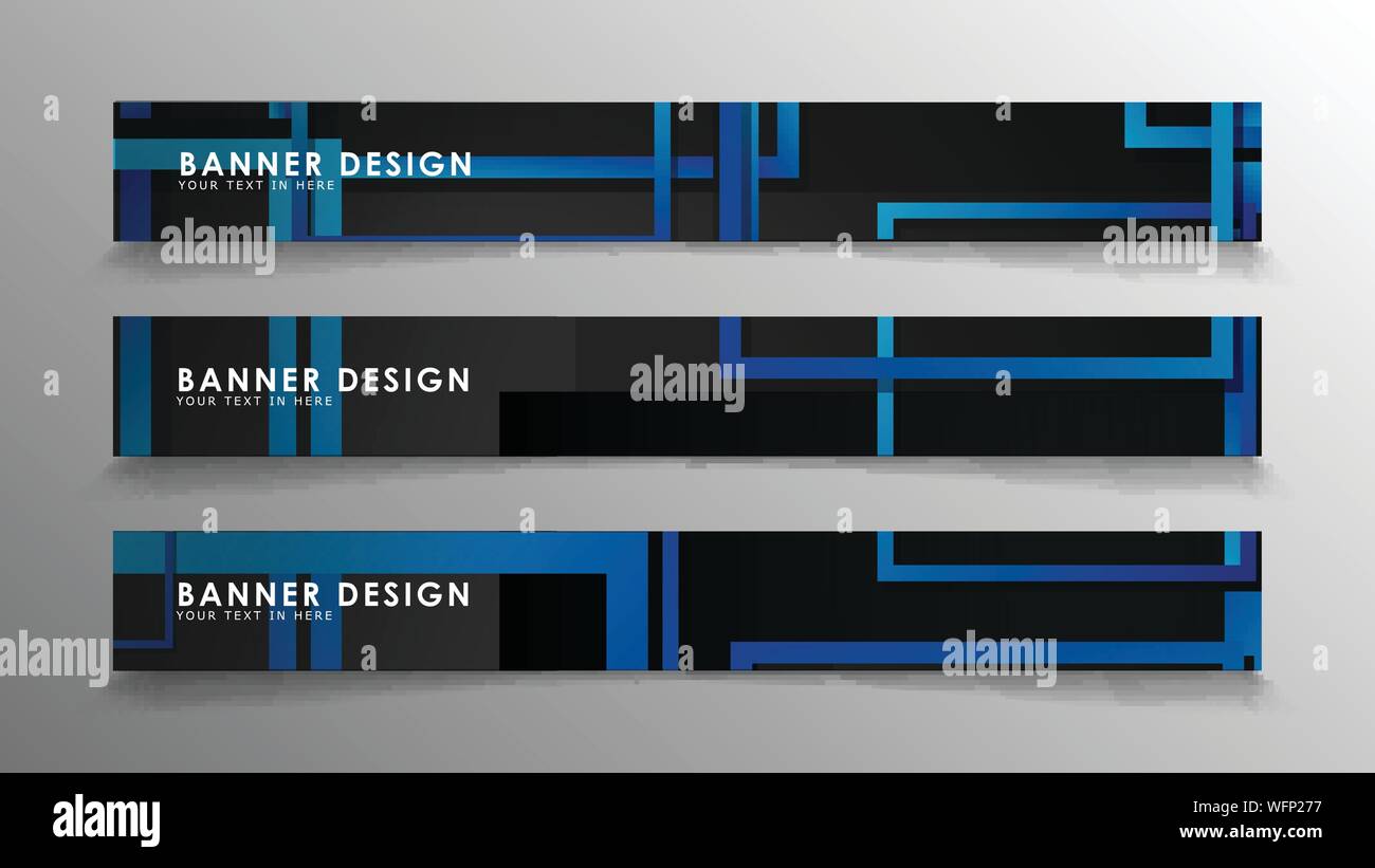 Abstract geometric and rectangular pattern banners with blue gradients ...