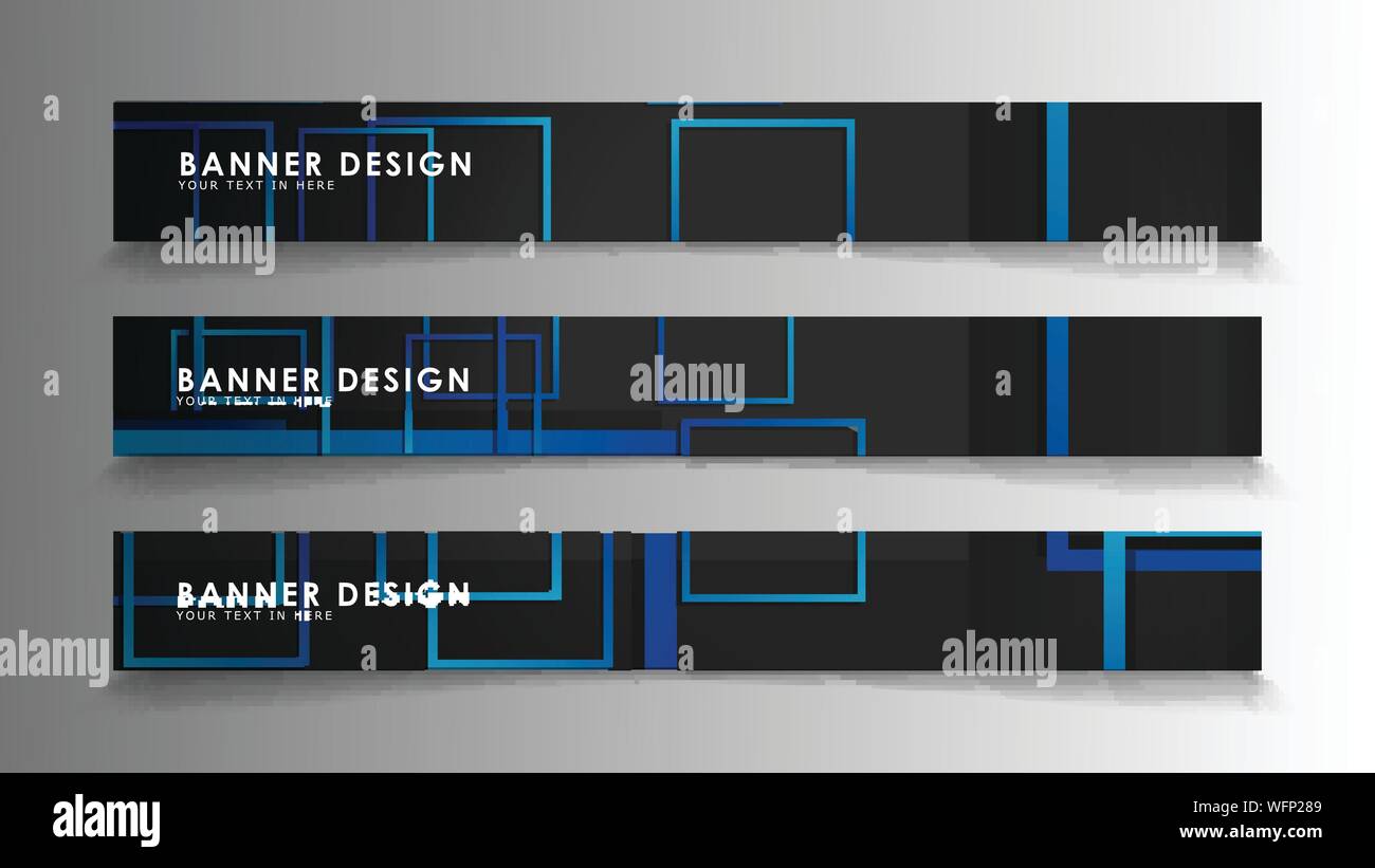 Abstract geometric and rectangular pattern banners with blue gradients ...