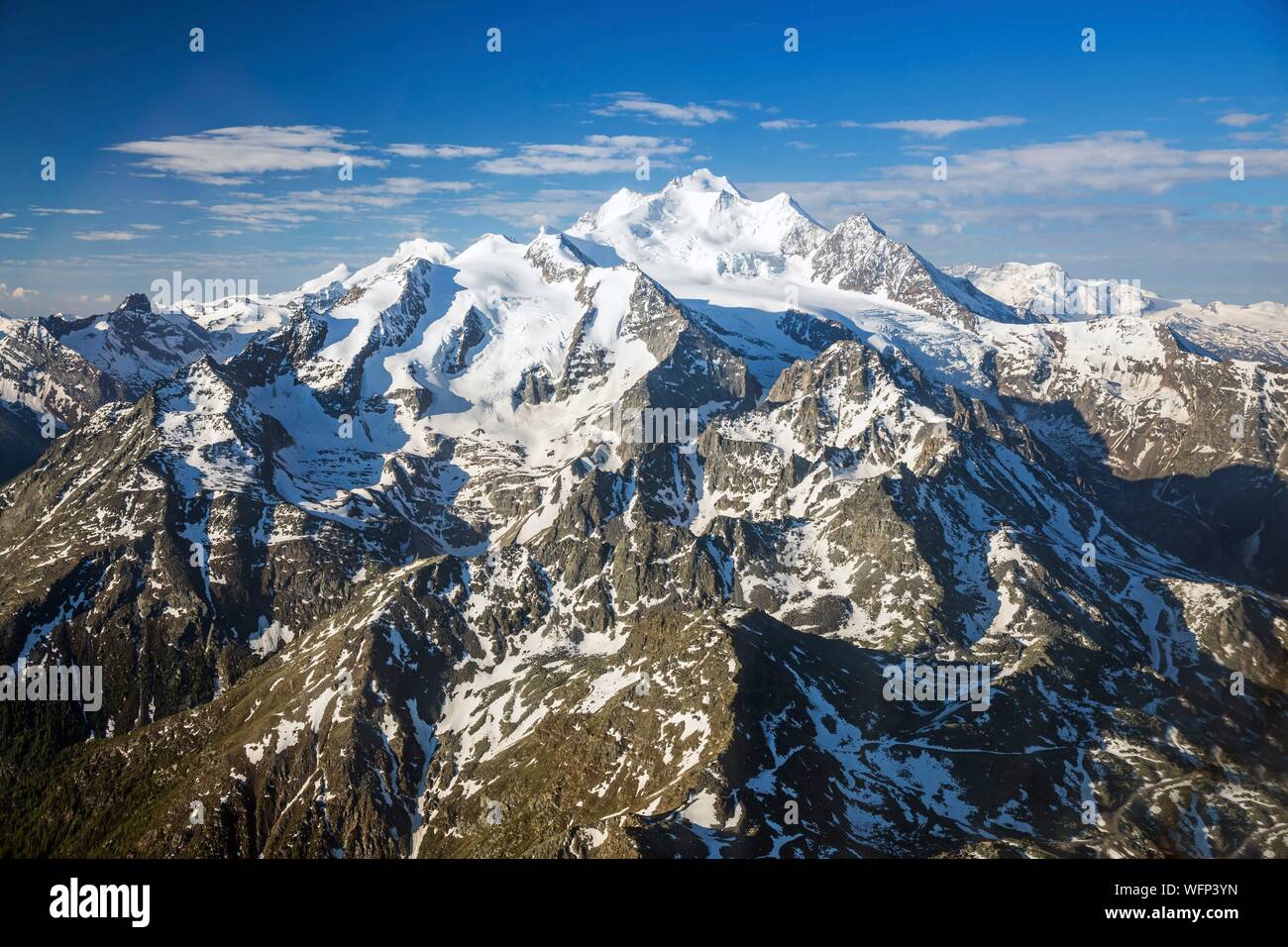 Switzerland, Canton of Valais, the mount Nadelhorn (4327m) and the ...