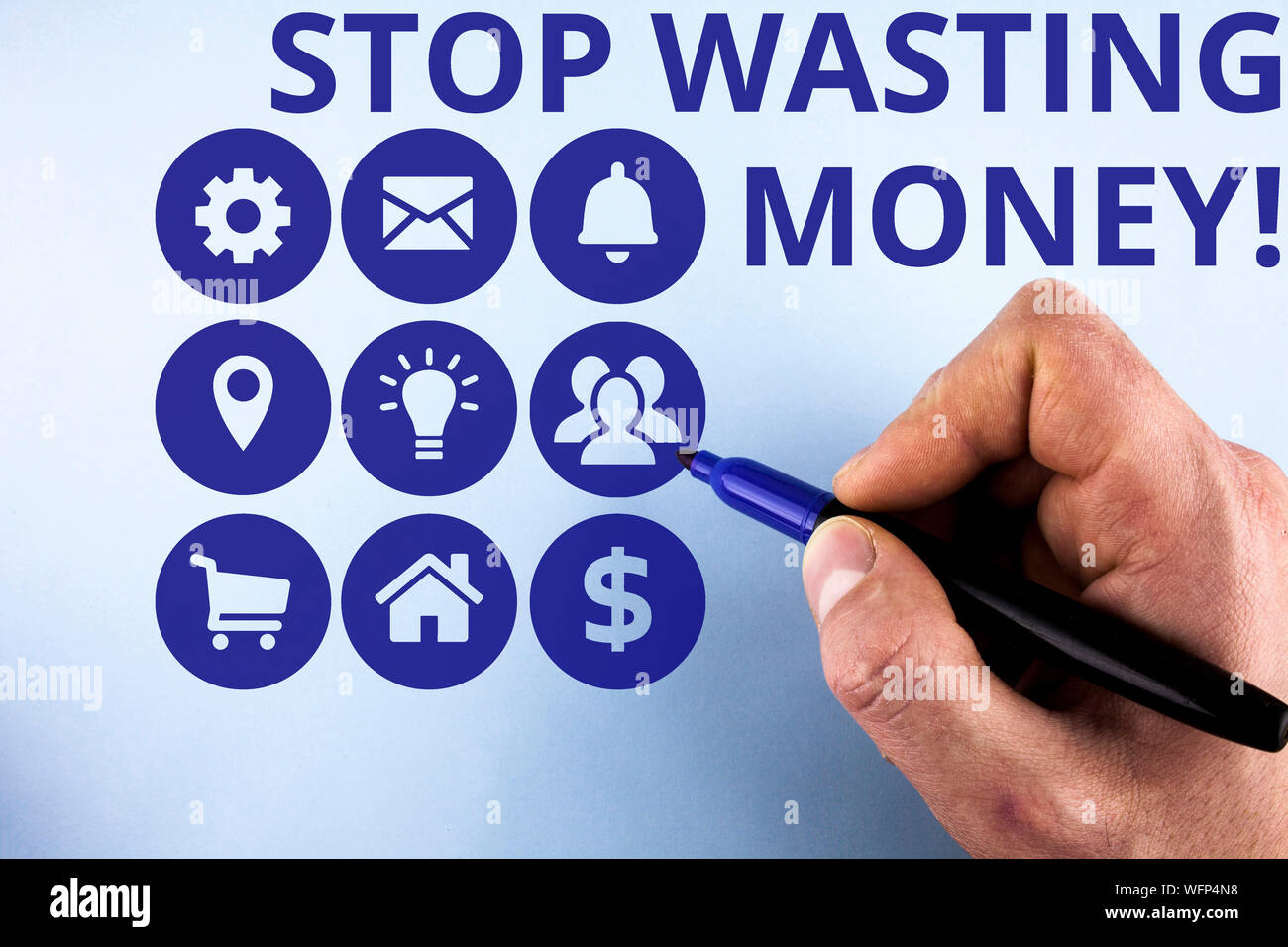 Conceptual hand writing showing Stop Wasting Money. Concept meaning ...
