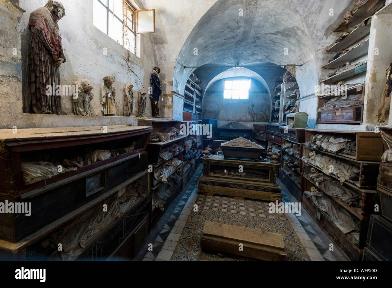 Italy, Sicily, Palermo, catacombs of the Capuchin convent, mumies Stock ...
