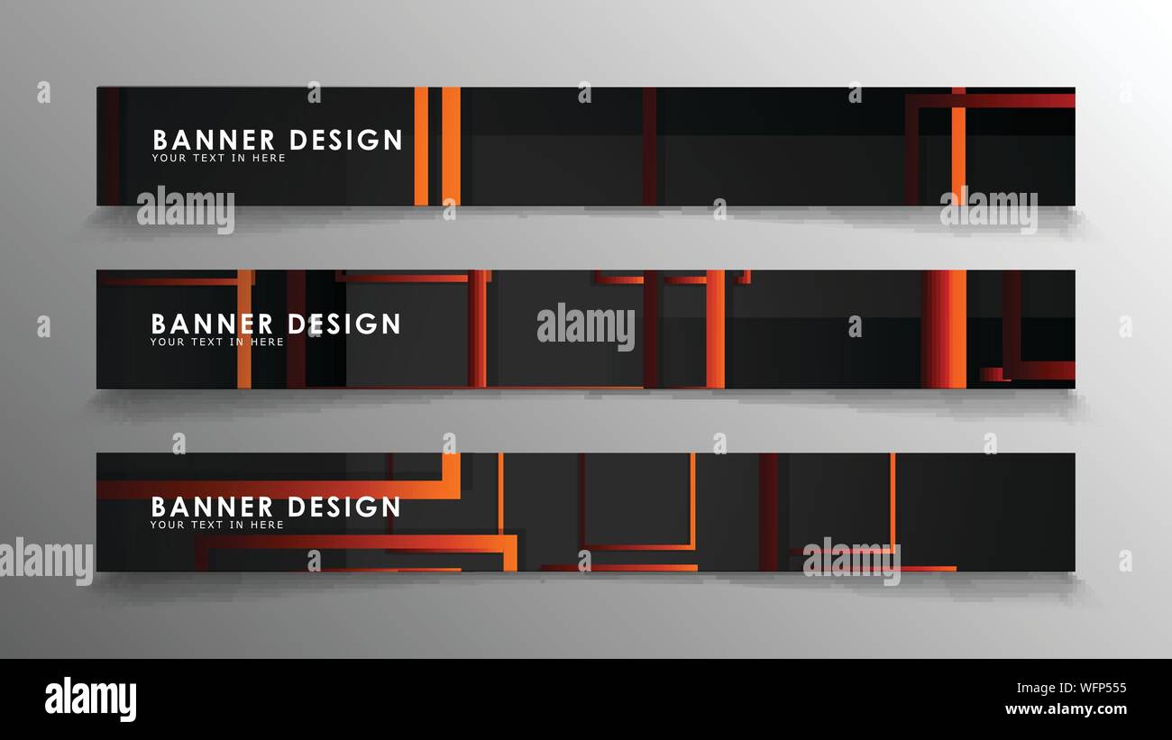 Abstract geometric and rectangular pattern banners with orange ...