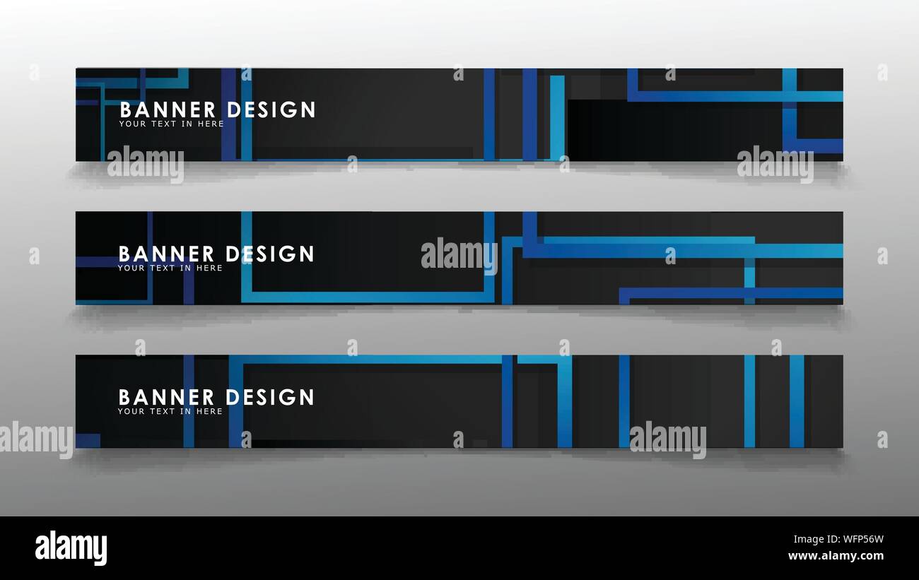 Abstract geometric and rectangular pattern banners with blue gradients ...