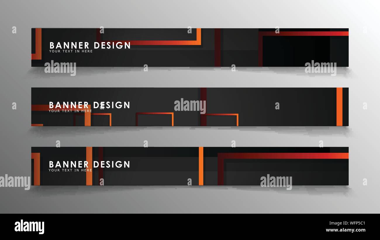 Abstract geometric and rectangular pattern banners with orange ...