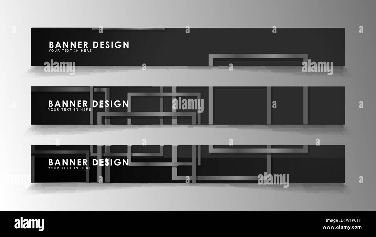 Banners of abstract geometric and rectangular patterns with black and ...