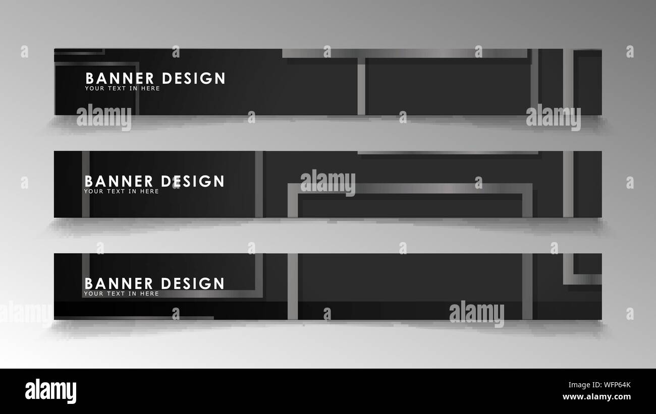 Banners of abstract geometric and rectangular patterns with black and ...