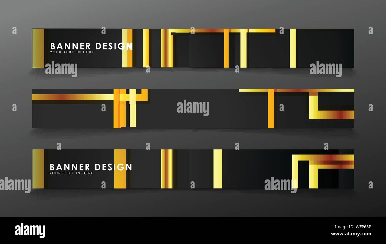 Set a banner with a rectangular background in gold and dark . vector ...