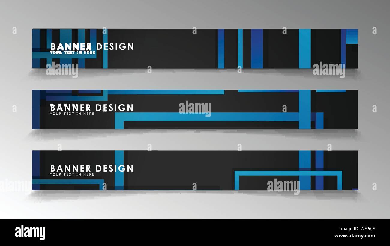 Abstract geometric and rectangular pattern banners with blue gradients ...