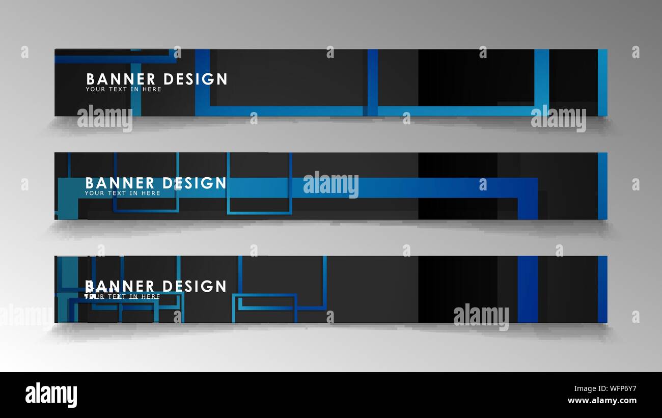 Abstract geometric and rectangular pattern banners with blue gradients ...