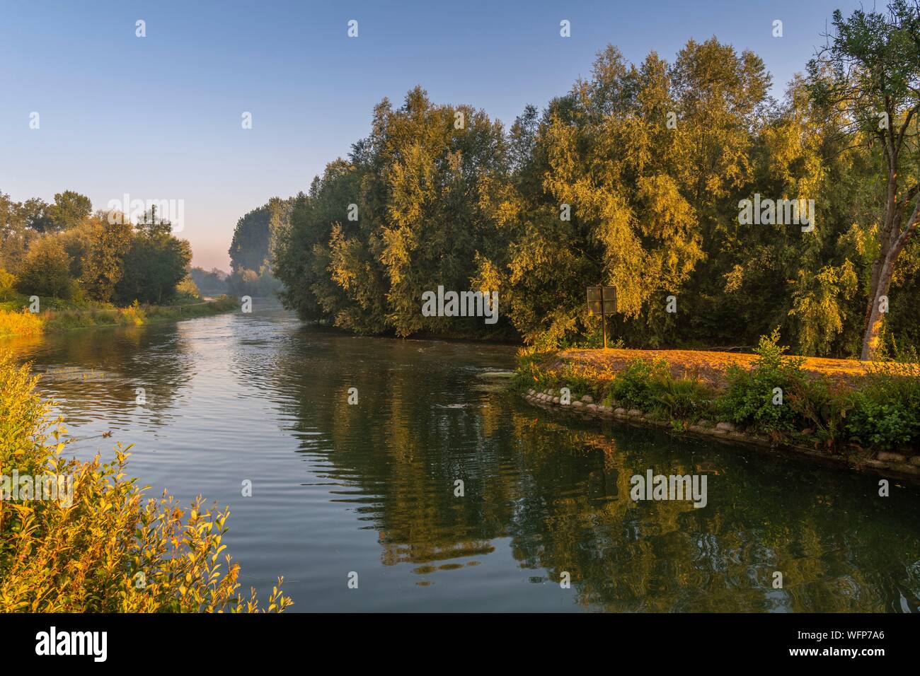 France, Somme, Valley of the Somme, Long, the banks of the Somme in the ...