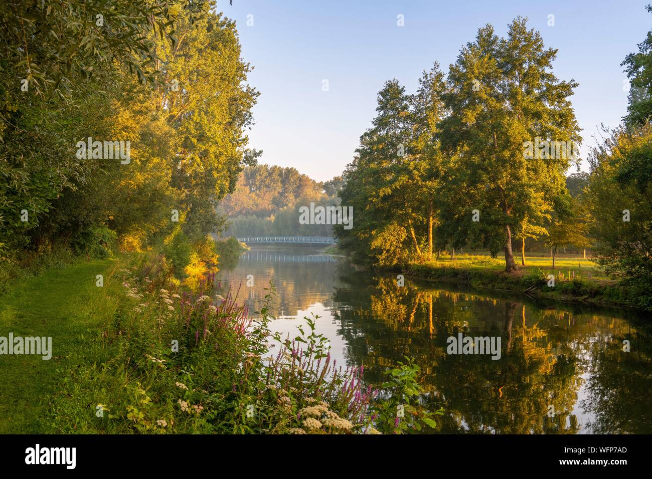 France, Somme, Valley of the Somme, Long, the banks of the Somme in the ...