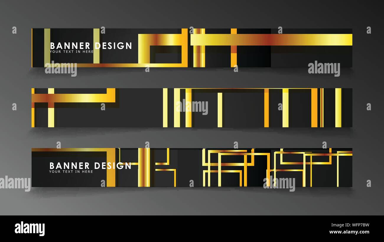 Set a banner with a rectangular background in gold and dark . vector ...