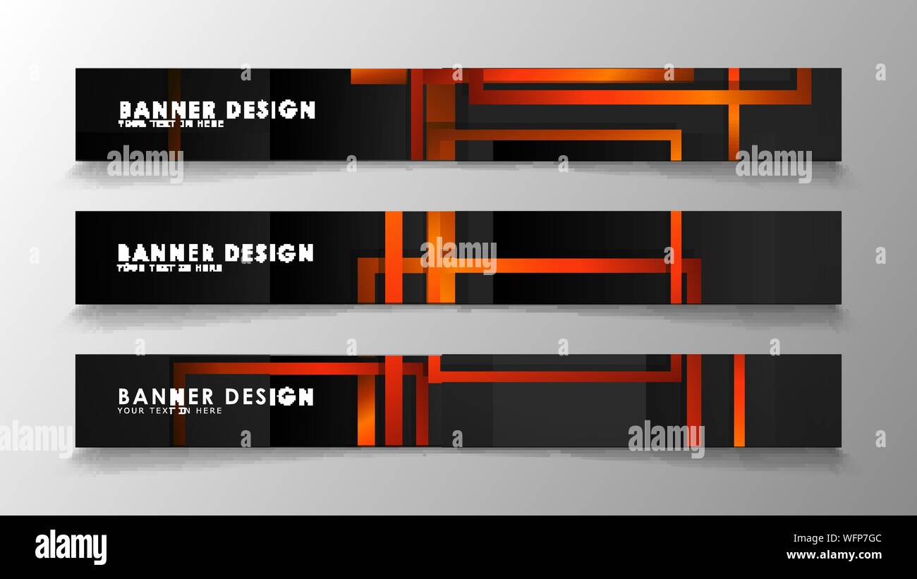Abstract geometric and rectangular pattern banners with orange ...