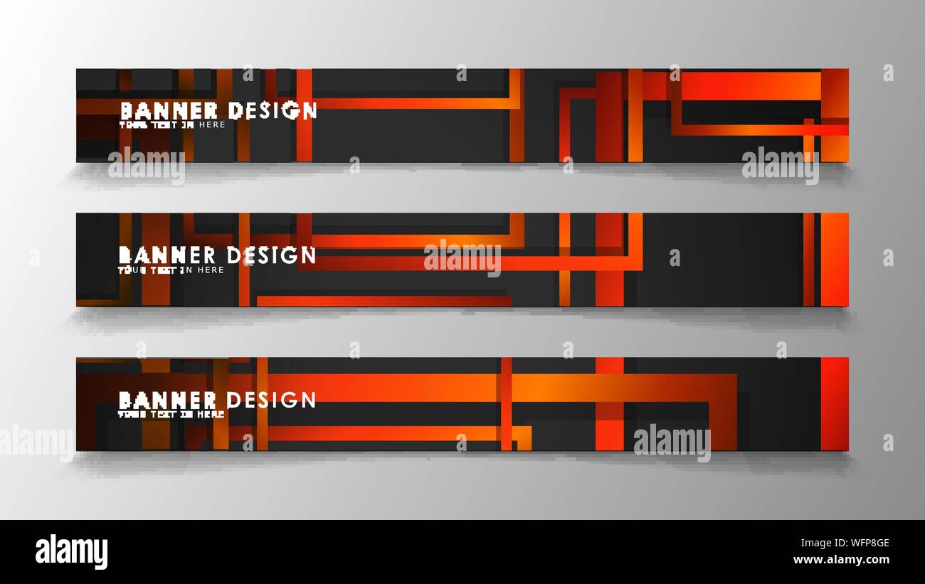 Abstract geometric and rectangular pattern banners with orange ...