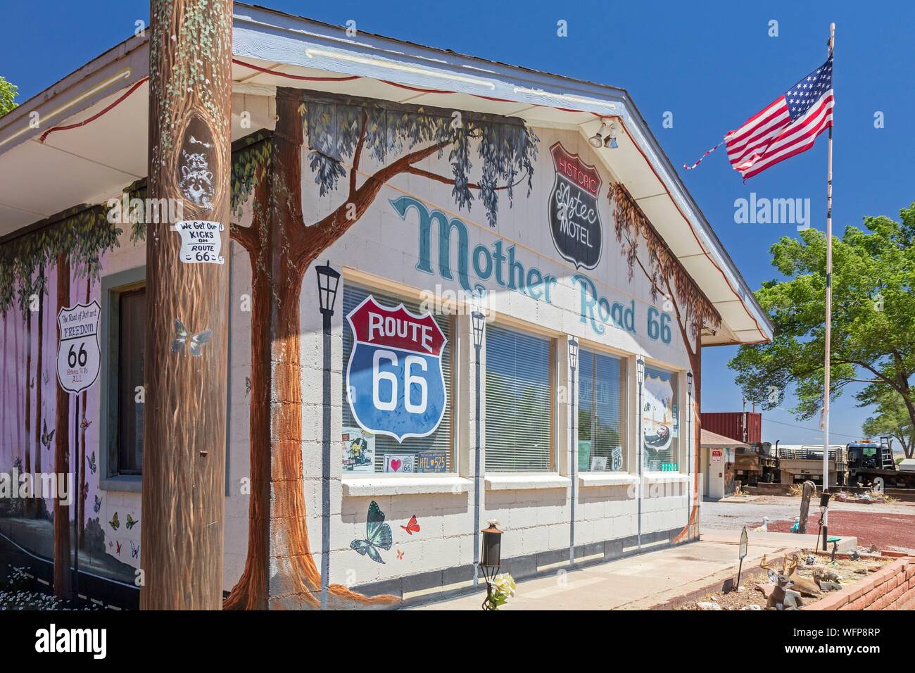 United States, Arizona, Route 66, Seligman, historic Aztec Motel Stock ...