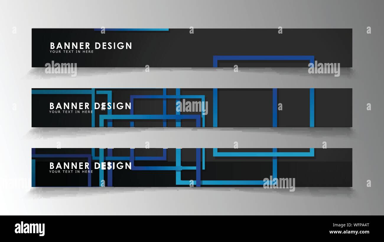 Abstract geometric and rectangular pattern banners with blue gradients ...