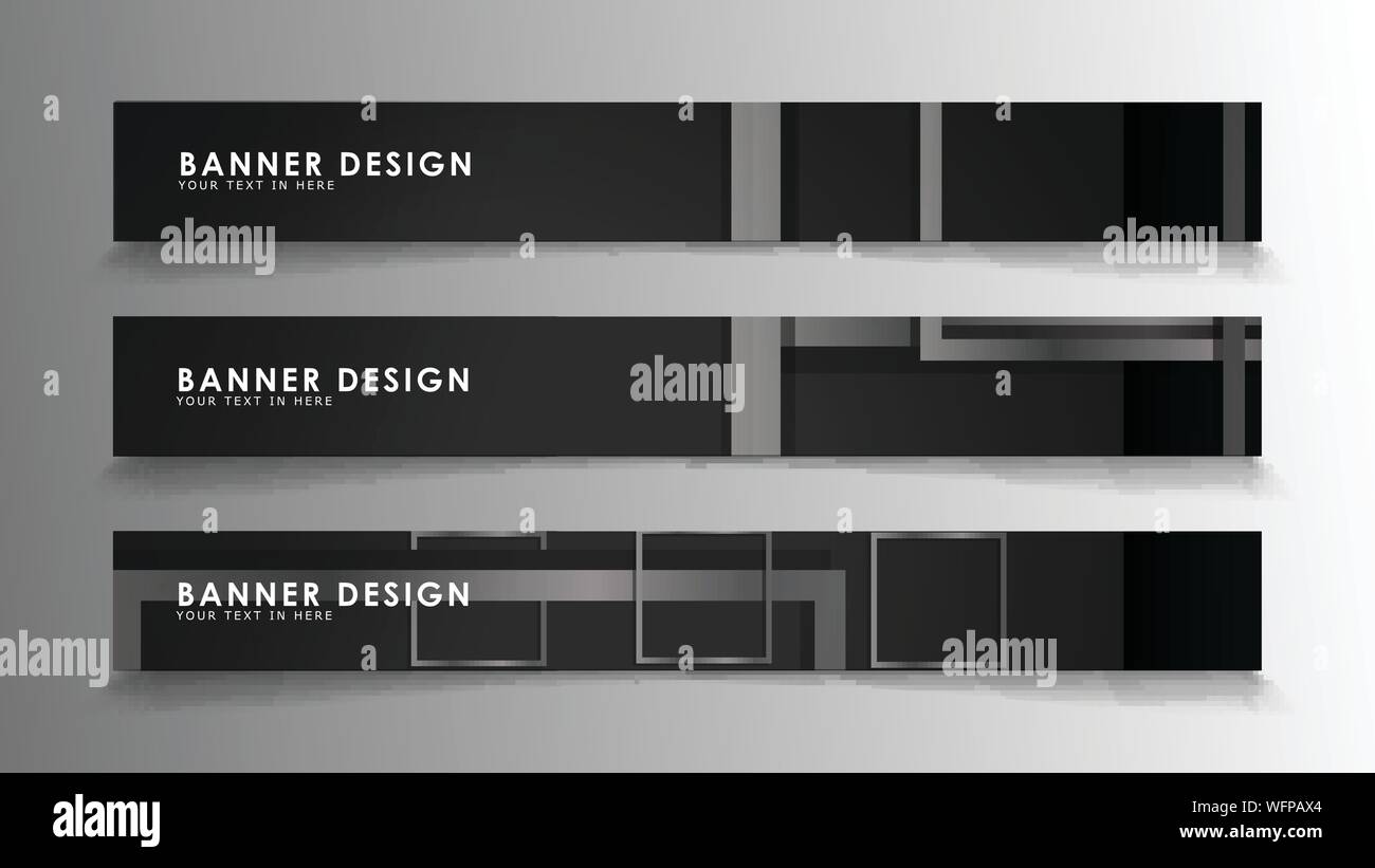 Banners of abstract geometric and rectangular patterns with black and ...