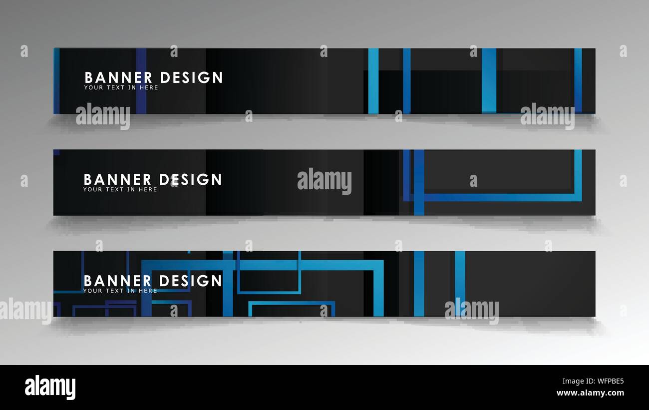 Abstract geometric and rectangular pattern banners with blue gradients ...