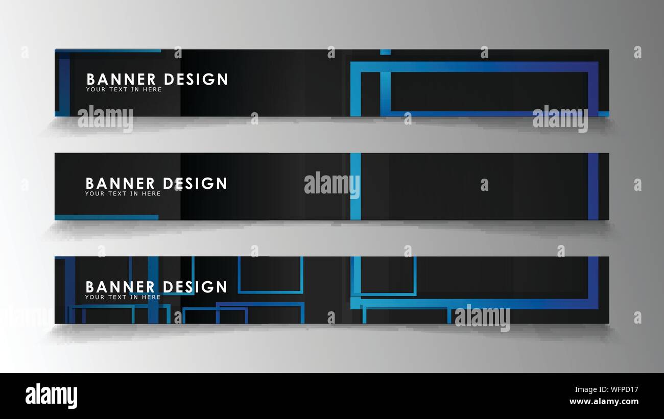 Abstract geometric and rectangular pattern banners with blue gradients ...