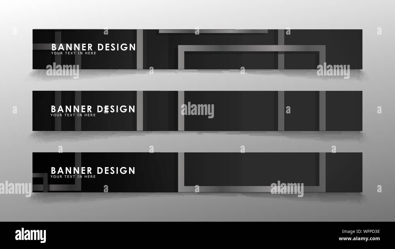 Banners of abstract geometric and rectangular patterns with black and ...