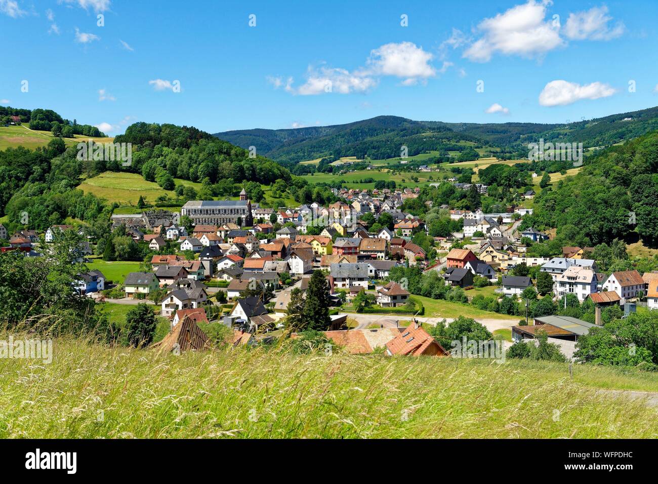 France, Haut Rhin, Val of Orbey, Orbey city view Stock Photo - Alamy