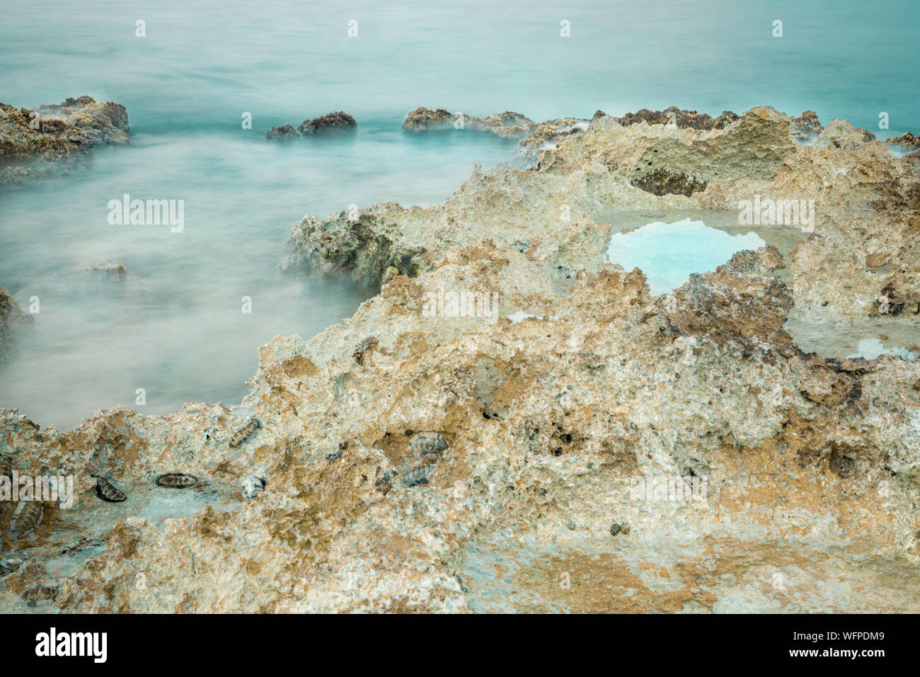 Tide pools and rocks, long exposure Stock Photo - Alamy