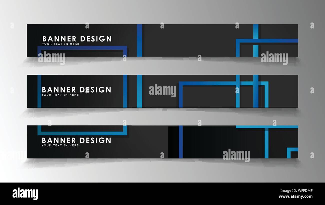 Abstract geometric and rectangular pattern banners with blue gradients ...