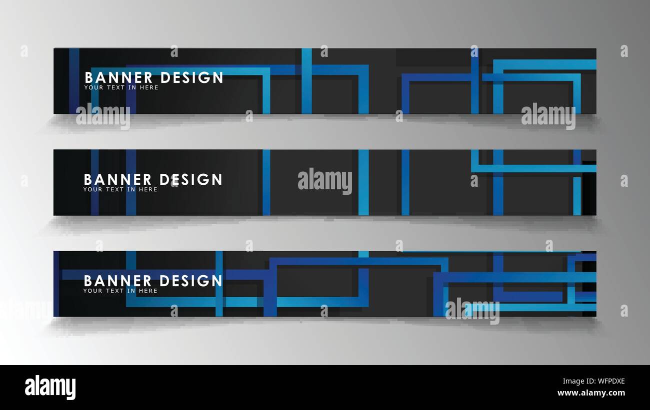 Abstract geometric and rectangular pattern banners with blue gradients ...