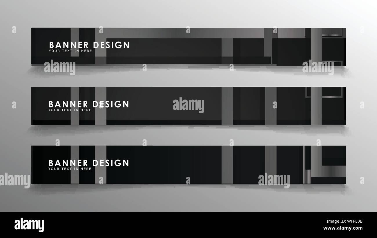 Banners of abstract geometric and rectangular patterns with black and ...